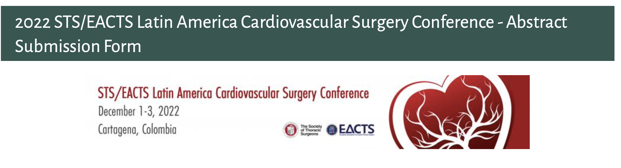 2022 STS/EACTS Latin America Cardiovascular Surgery Conference - Abstract Submission | LACES ...